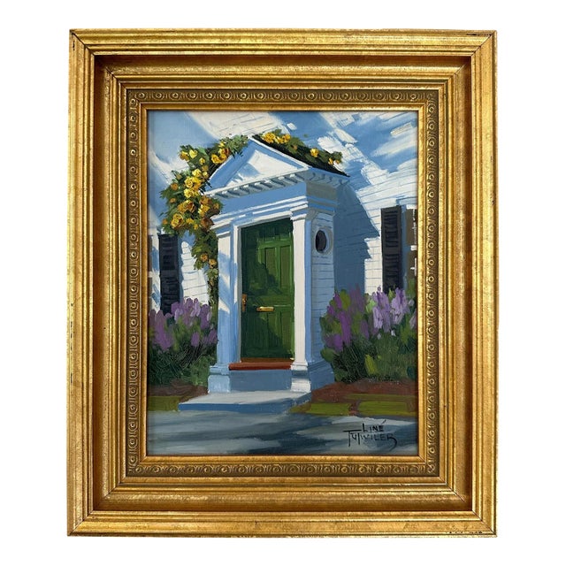 Original Line Tutwiler Oil Painting - Side Profile Greek Revival Porch ...